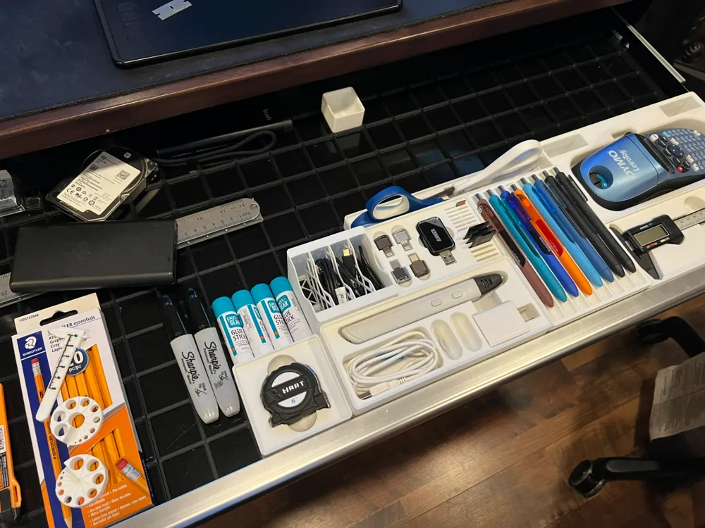 Gridfinity - Husky 52 Desk Drawer Base Grid - Thin by EMB3D - MakerWorld