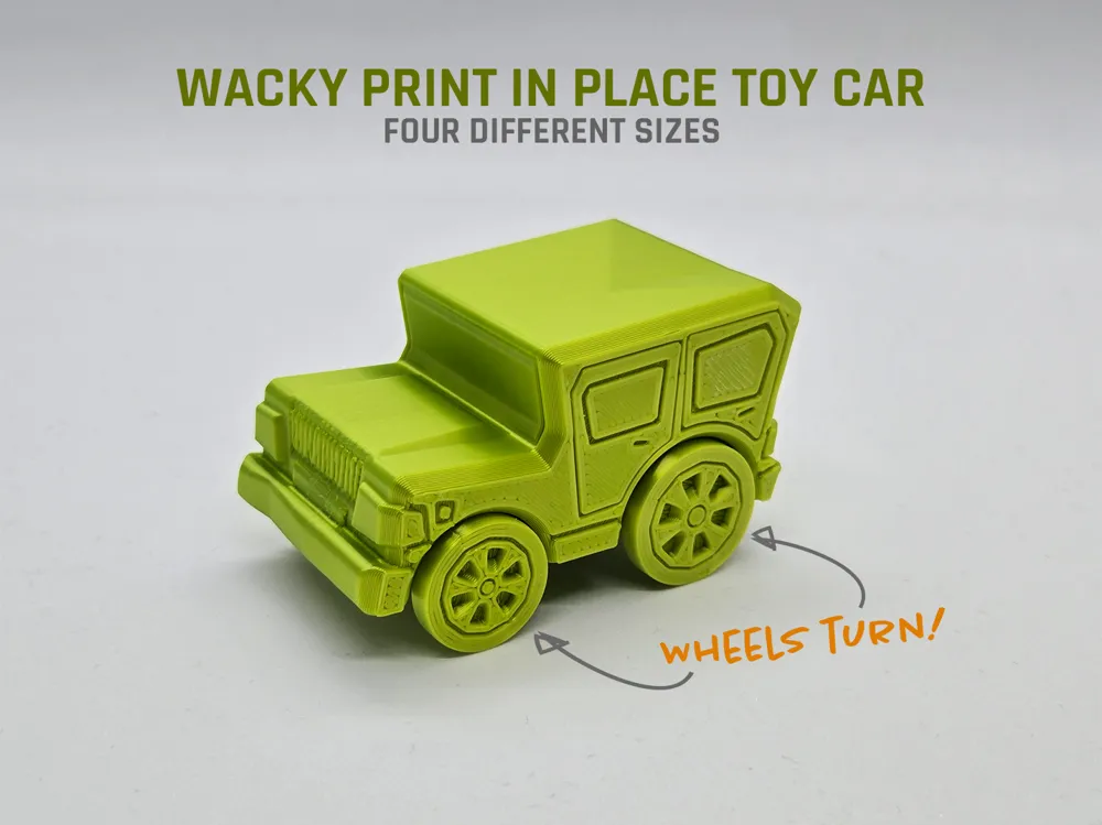 Wacky Print-in-Place Toy Car - Free 3D Print Model - MakerWorld