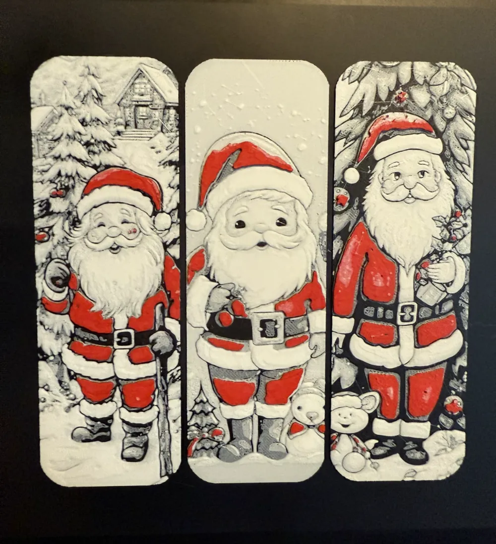 set 3 Santa Claus Bookmarks hueforge (color pop) - Free 3D Print Model ...