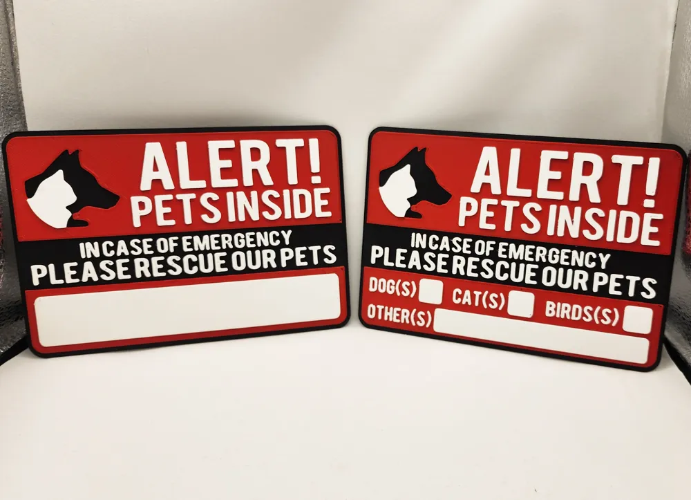 Alert! Pets Inside Signs - 3 Color by TripleGWorkshop - MakerWorld