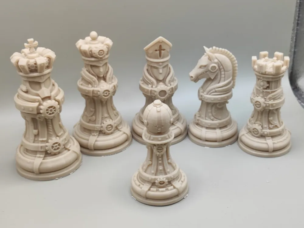 Steampunk alien CHESS set - Free 3D Print Model - MakerWorld