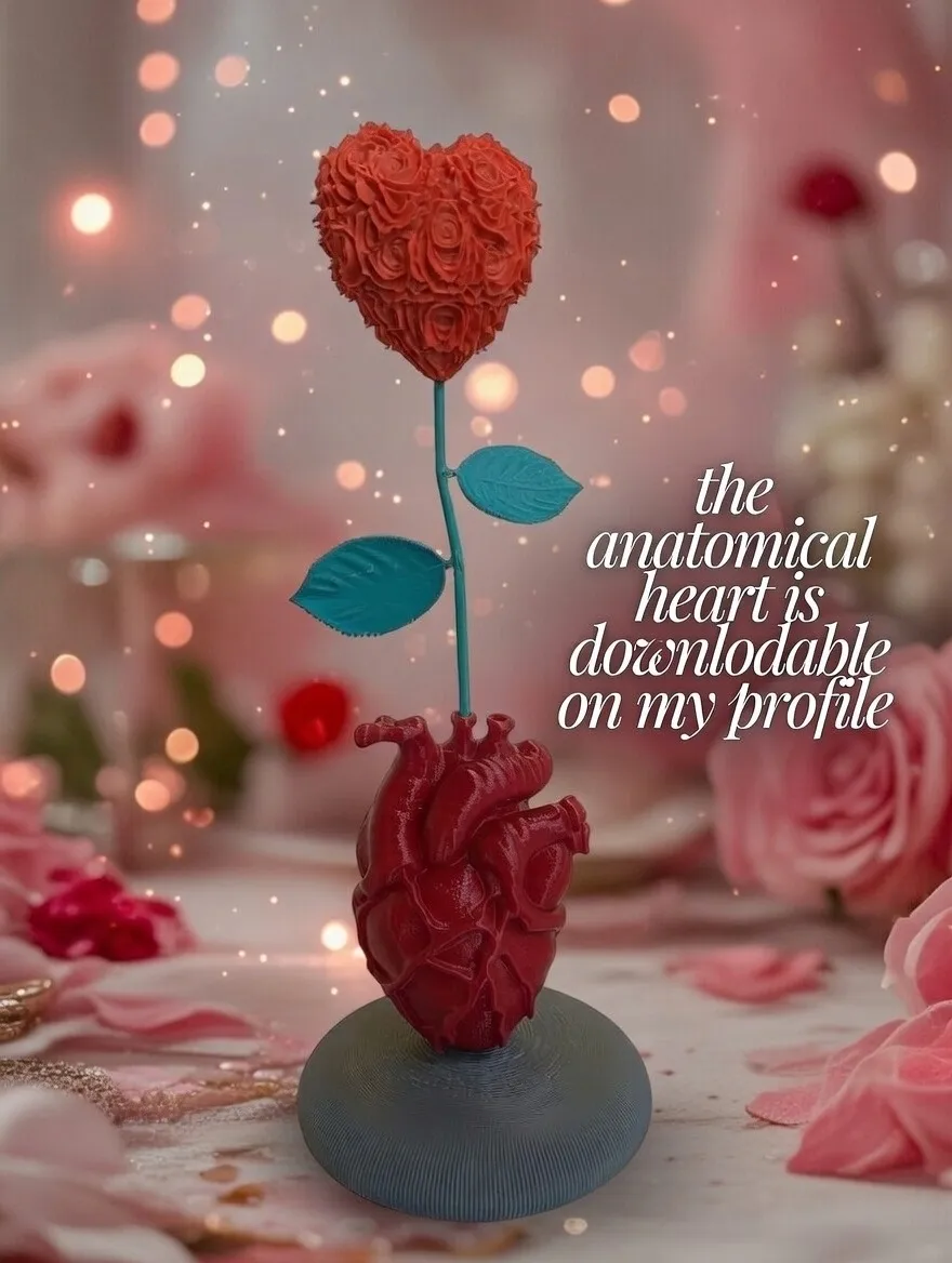 Valentine's Day rose heart - Free 3D Print Model - MakerWorld