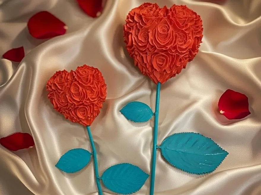 Valentine's Day rose heart - Free 3D Print Model - MakerWorld