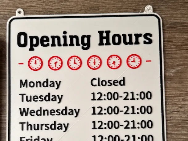 Customizable Opening Hours Sign by ilikefreecad - MakerWorld