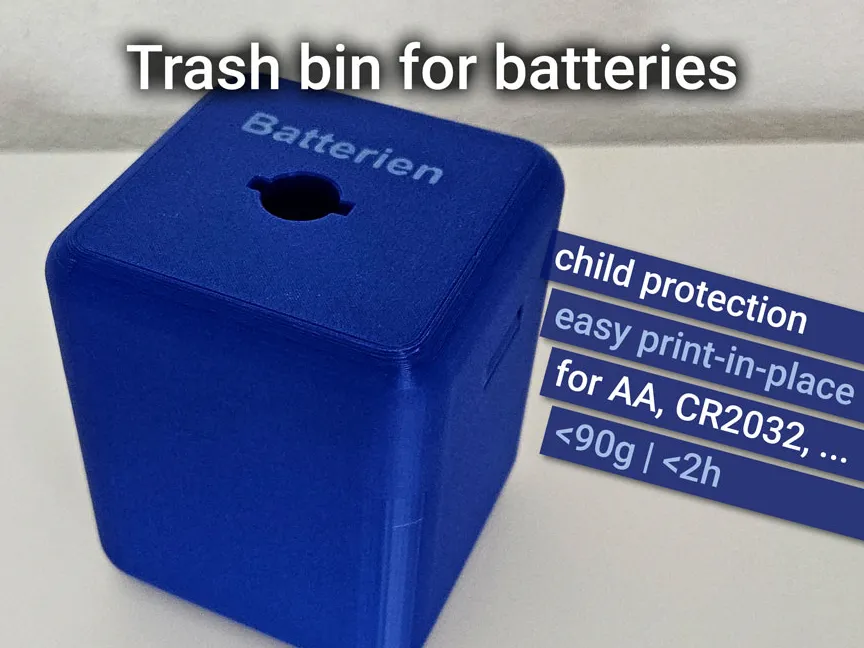 Trash bin for batteries - child protected by Fr33lab - MakerWorld