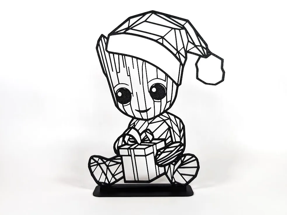Geometric Low Poly Christmas Baby Groot by PhaseworksCA - MakerWorld