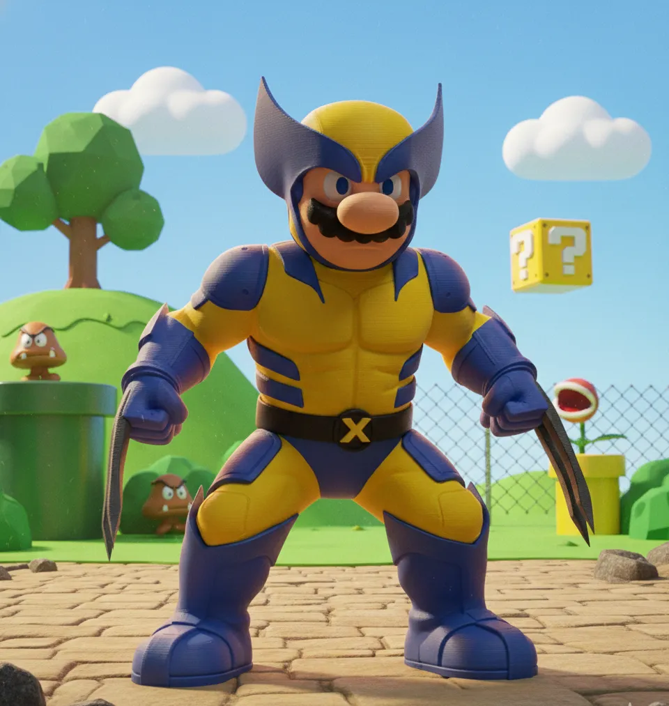 Weapon M: Logan-io (Mario x Wolverine) - Free 3D Print Model - MakerWorld