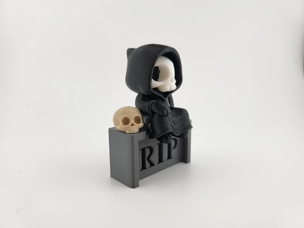 Grim Reaper on Tombstone Stylized Printed Figure - Free 3D Print Model ...