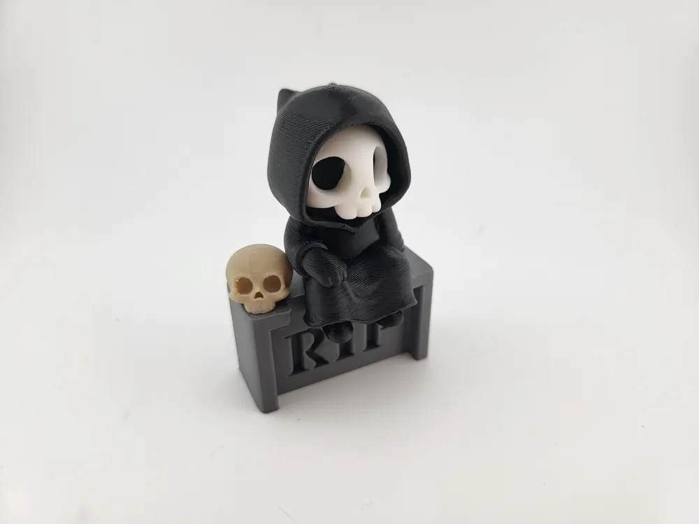 Grim Reaper on Tombstone Stylized Printed Figure - Free 3D Print Model ...