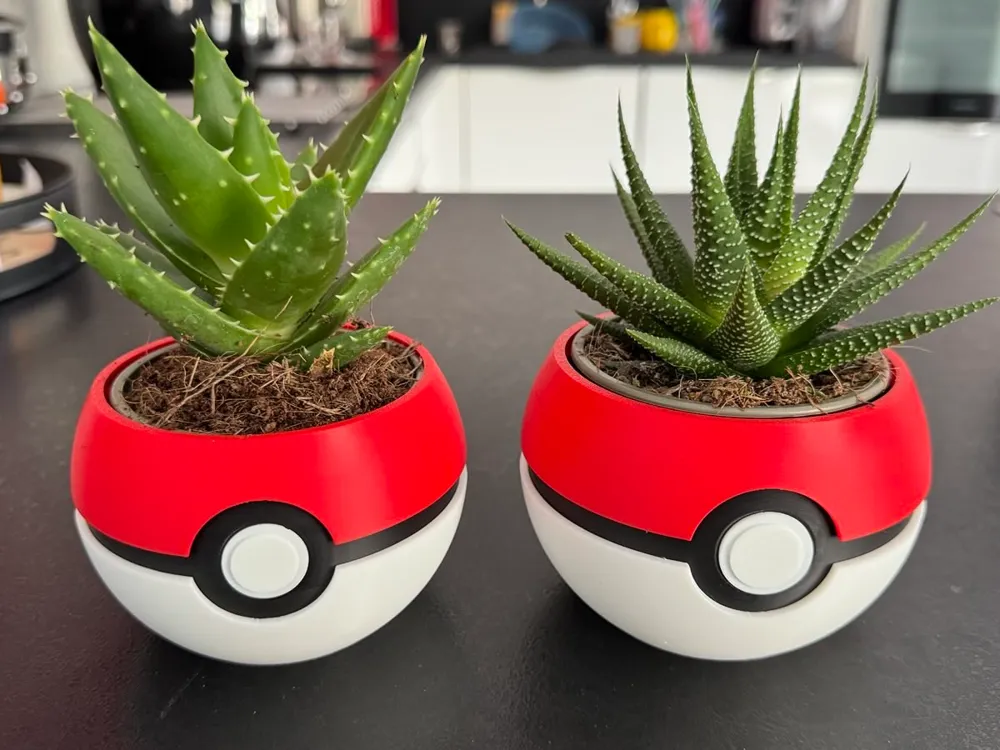 Pokeball Flower Pot for IKEA SUCCULENT - Free 3D Print Model - MakerWorld