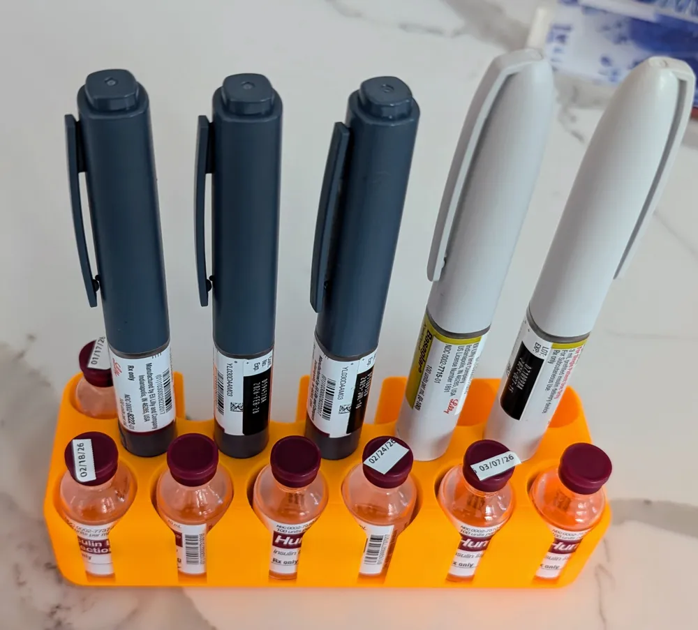 Insulin Pen & Vial Organizer (12 Vials, 5 Pens) by Russ MakerWorld ...