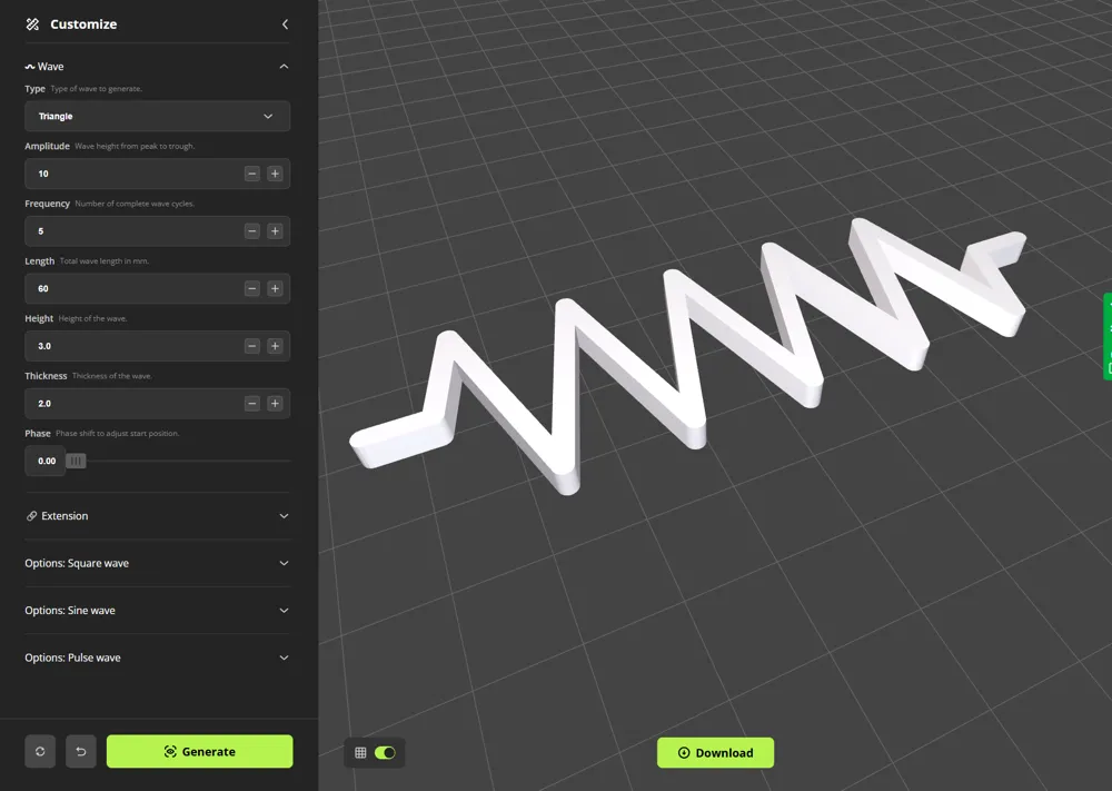 Wave Generator - Parametric Waveforms & Springs by Koolm MakerWorld ...