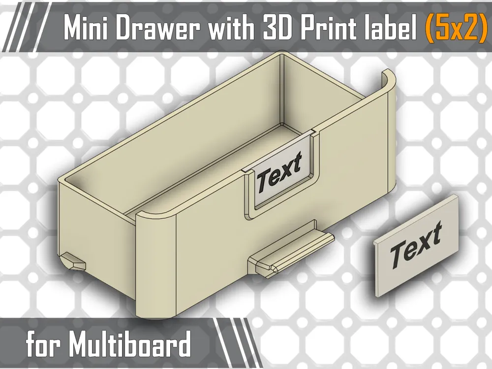 Mini Drawer with Printed Label 5x2 Multihole size - Free 3D Print Model ...