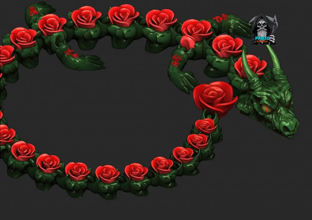 Articulated Flexi Dragon Rose by PAB3D MakerWorld: Download Free 3D Models