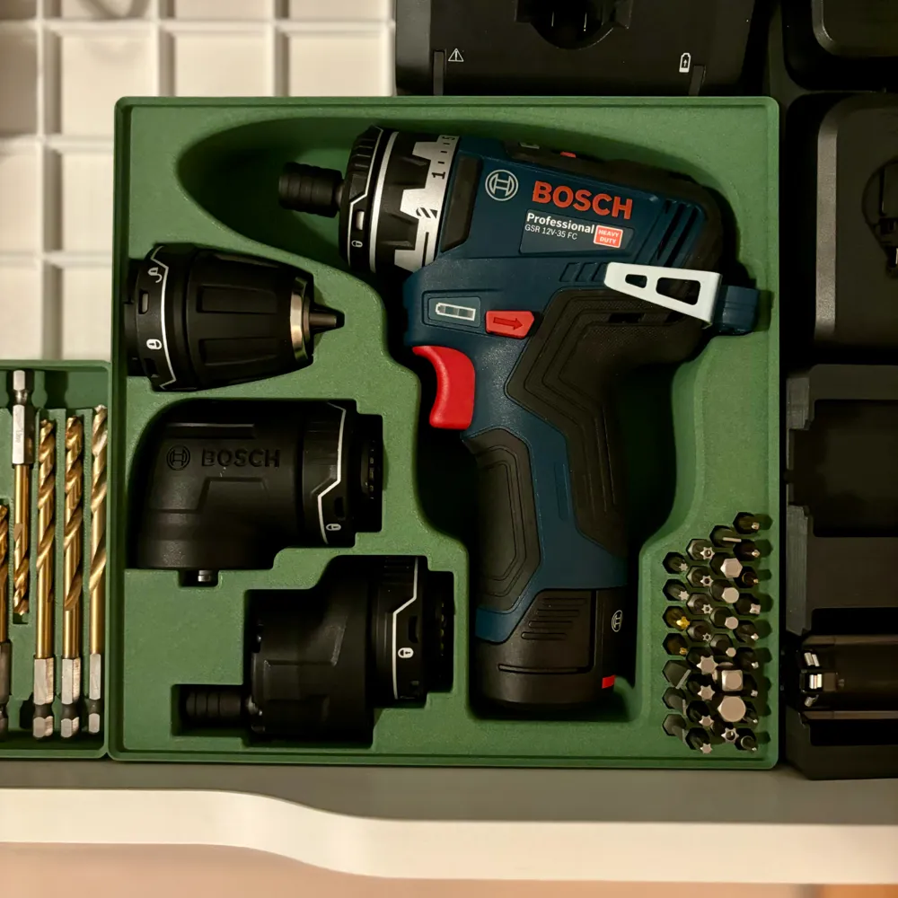 Gridfinity Bosch 12v-35 FC holder - Free 3D Print Model - MakerWorld