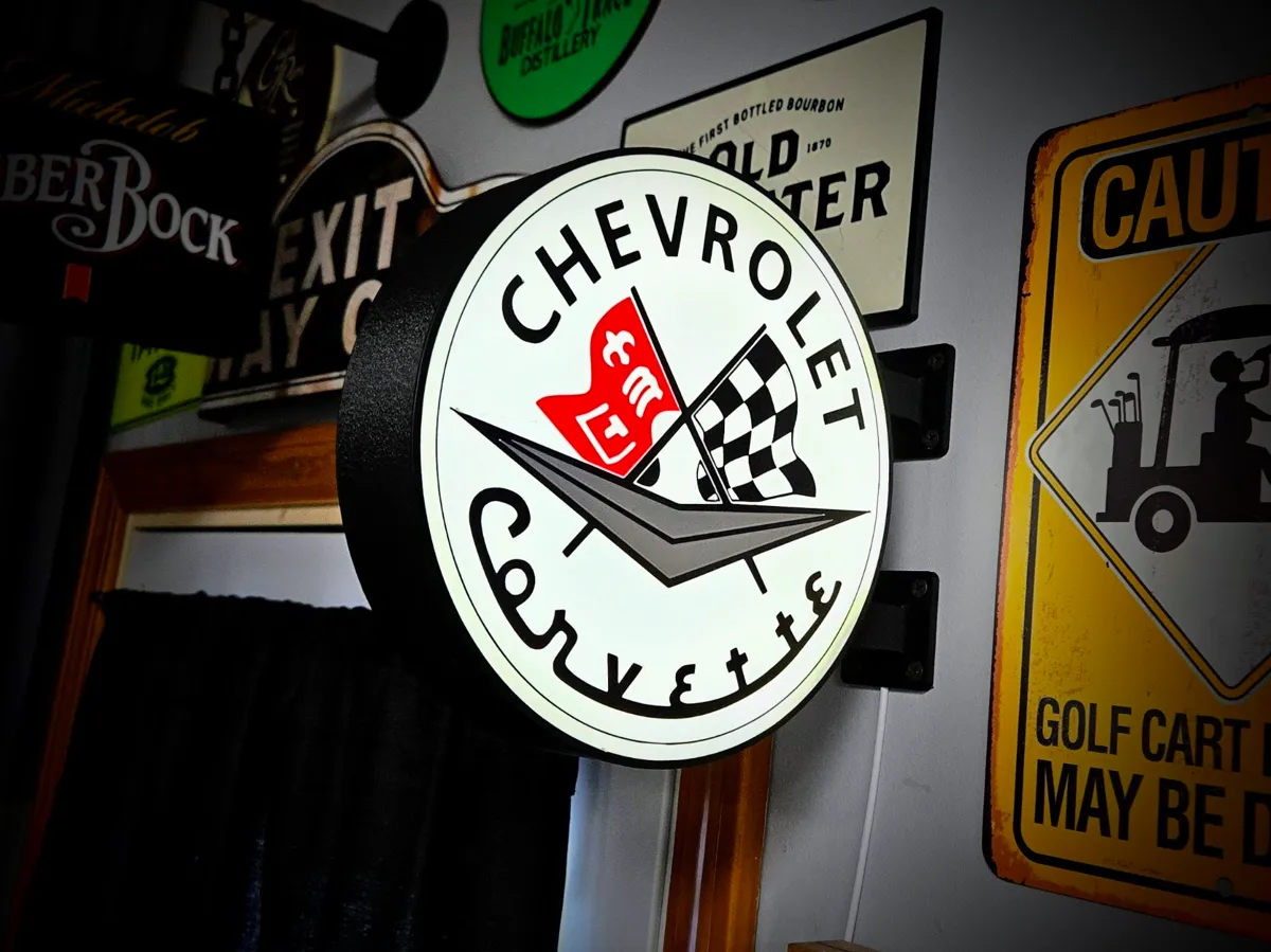 CORVETTE ~ 2-Sided Gas Station Lighted Sign - Free 3D Print Model ...