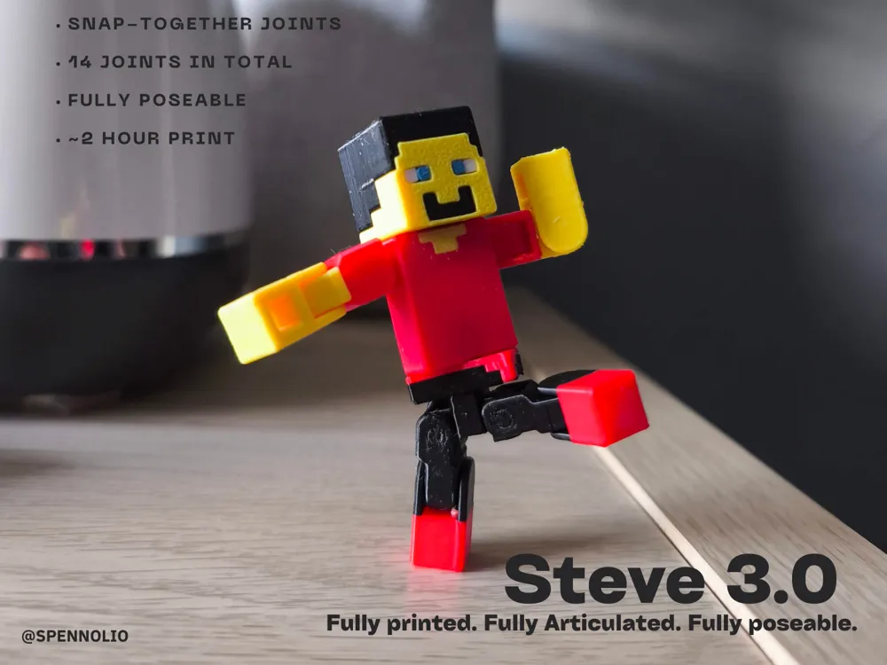 Articulated Steve 3.0 – 14 Points of Movement - Free 3D Print Model ...