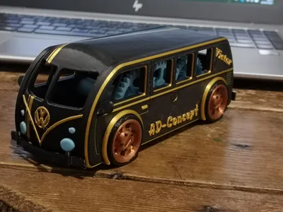 VW Combi van - Spring-powered Car - Mini Bus - Free 3D Print Model ...