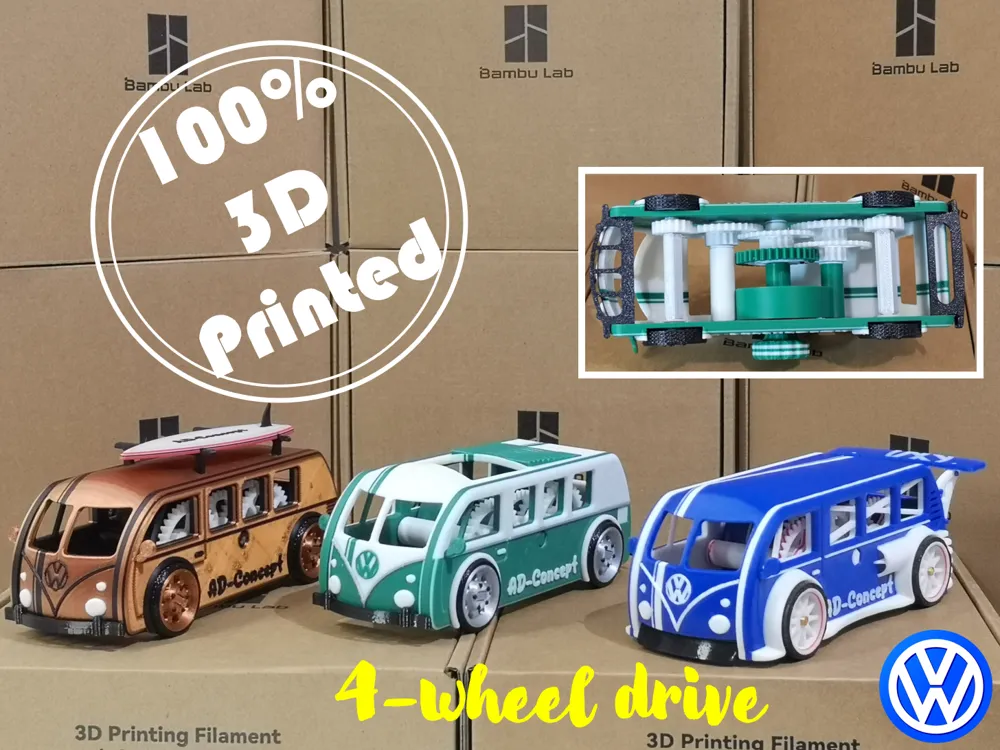 VW Combi van - Spring-powered Car - Mini Bus by AD-Concept MakerWorld ...