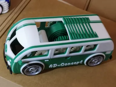 VW Combi van - Spring-powered Car - Mini Bus - Free 3D Print Model ...