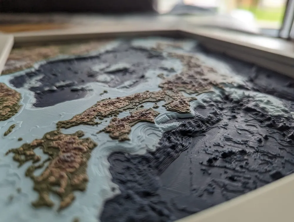 Topographic Map of Japan - with Bathymetry by Dotted Lines MakerWorld ...