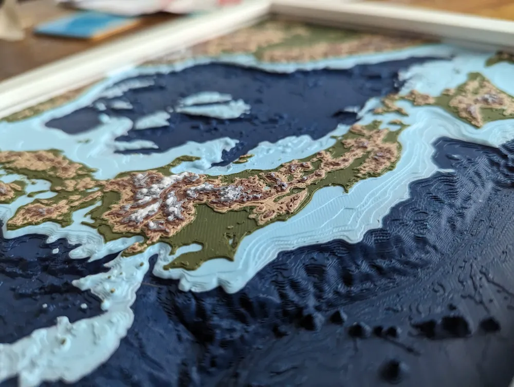 Topographic Map of Japan - with Bathymetry - Free 3D Print Model ...