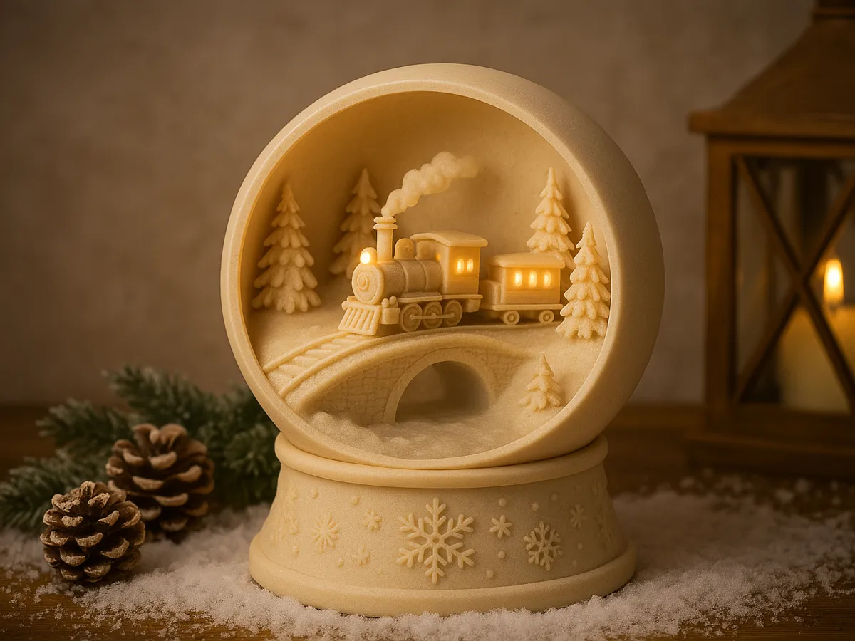 Winter Train snow globe - Free 3D Print Model - MakerWorld