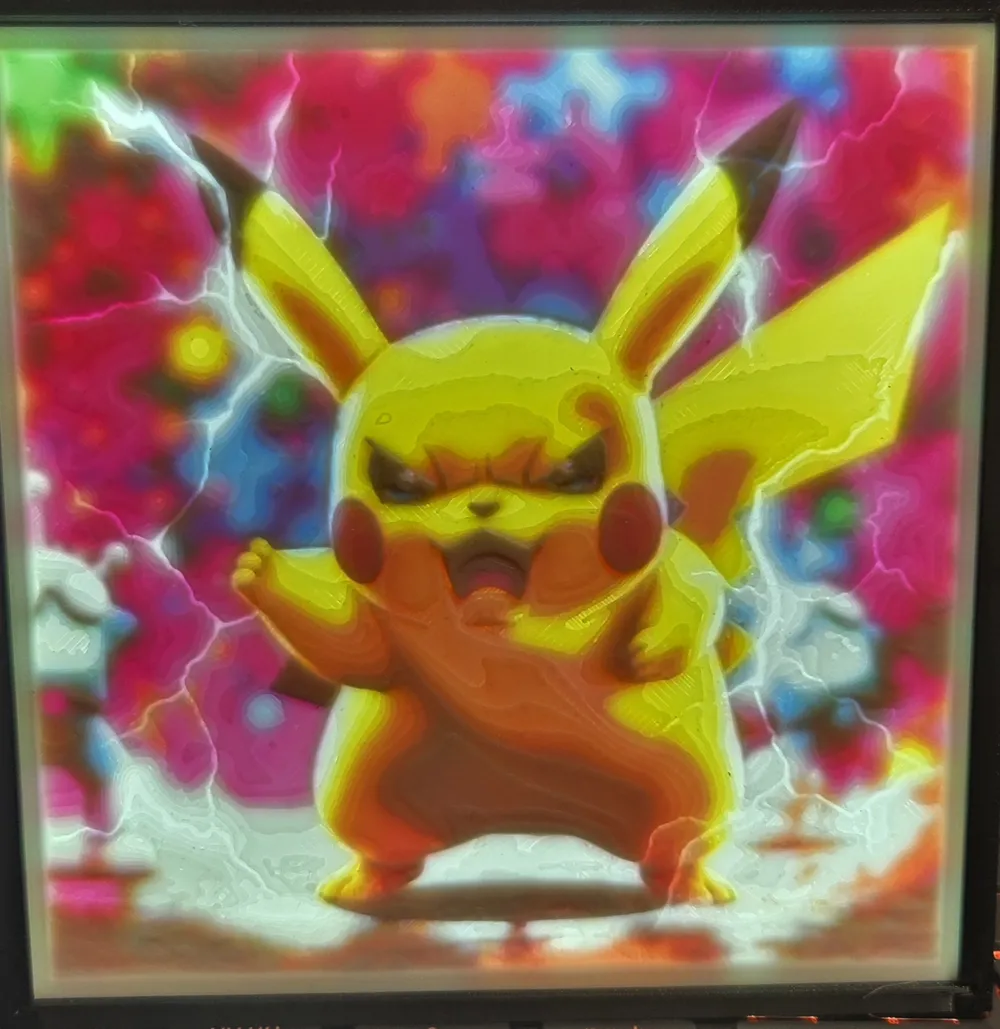 Pikachu lithophane full color - Free 3D Print Model - MakerWorld