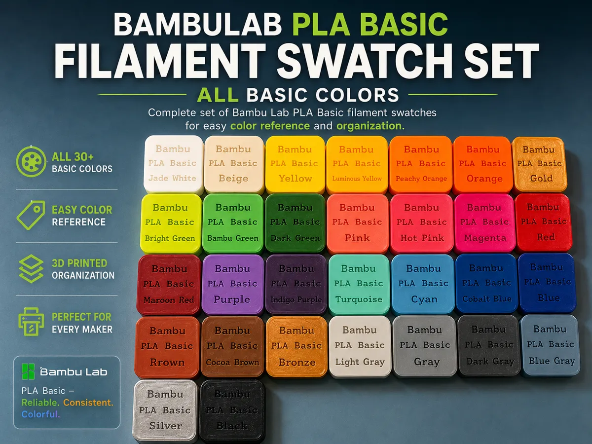 Bambulab Filament Swatch Set – PLA-Basic Colors - Free 3D Print Model ...