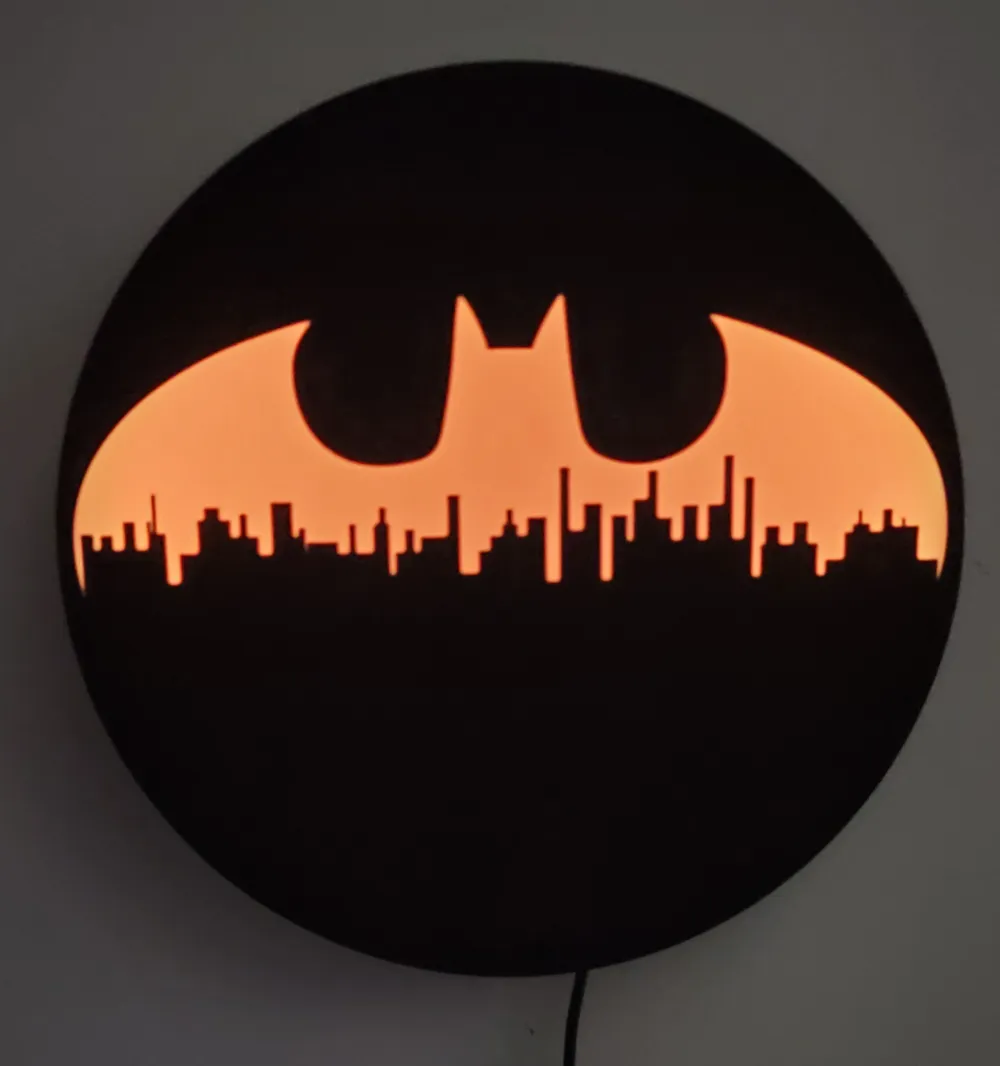 Batman Gotham Skyline Silhouette LED Lightbox by Ronzoguy - MakerWorld