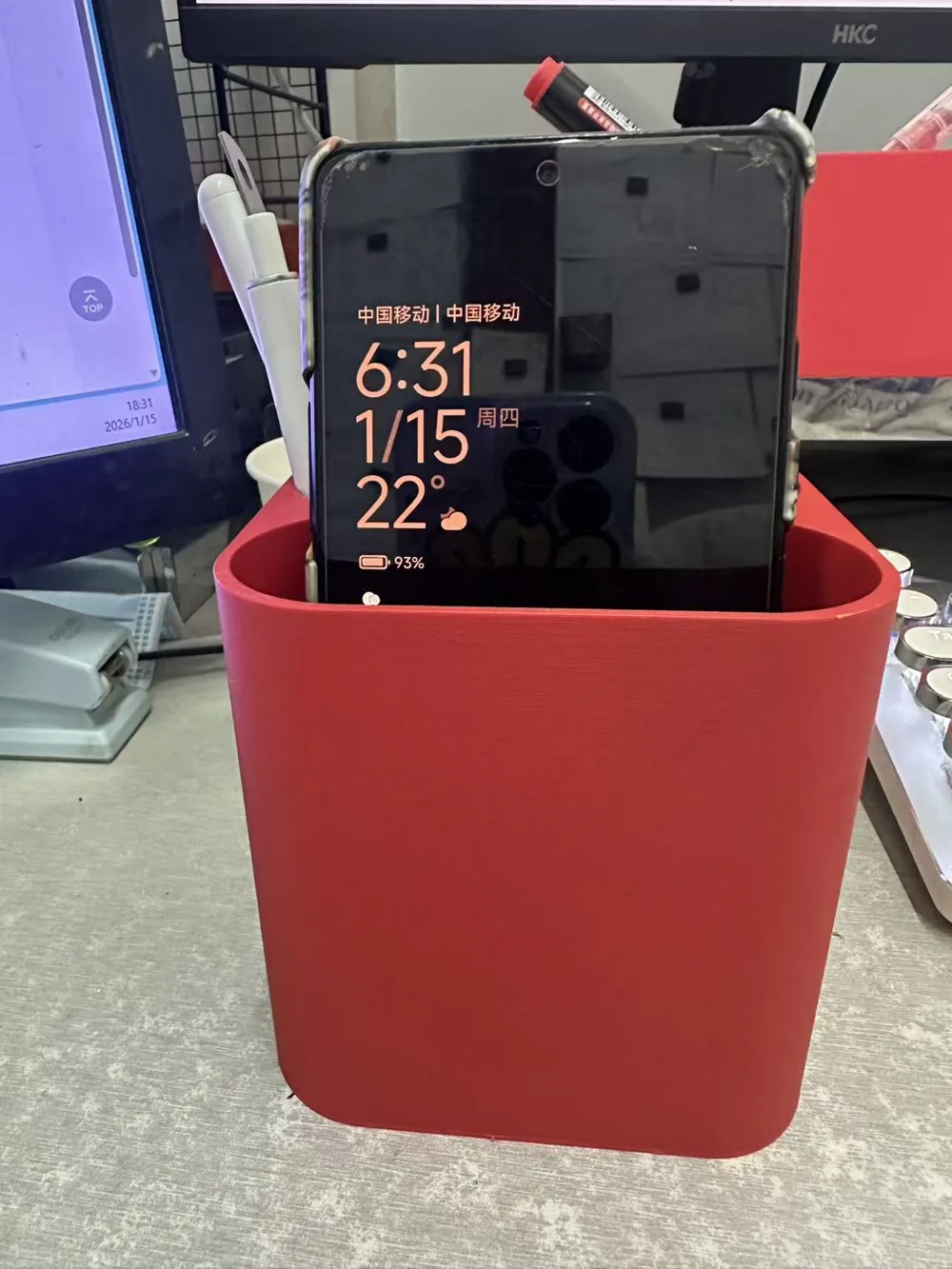 Zwei-Fächer-Aufbewahrung für Handy, Fernbedienung und Stifte ...