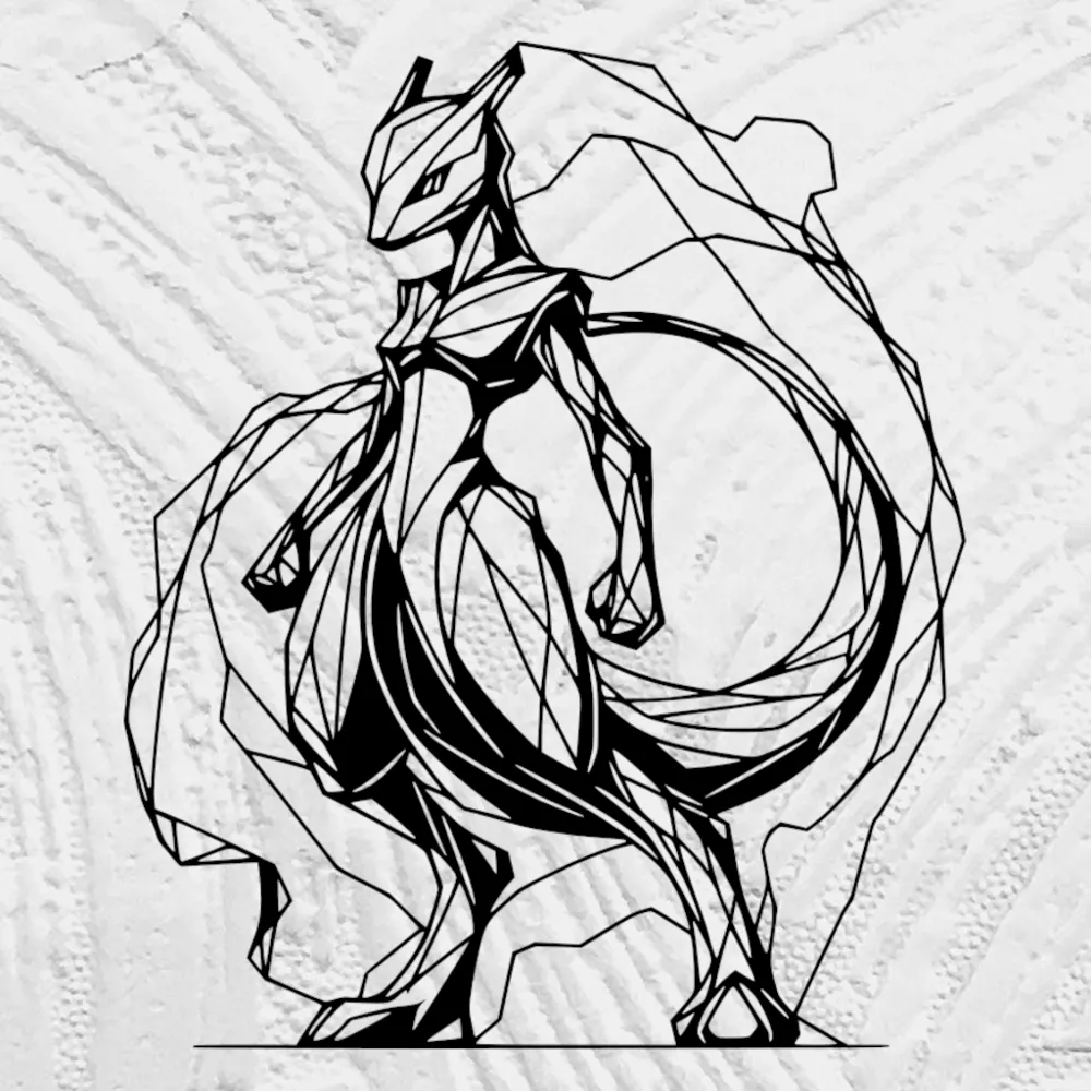 Mewtow Hard Line Art by The line art guy - MakerWorld