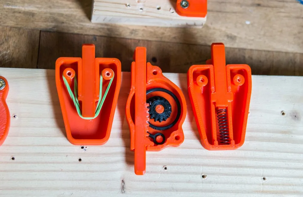 Spring latch sliding door bolt lock: rubber band, metal spring, 3D ...