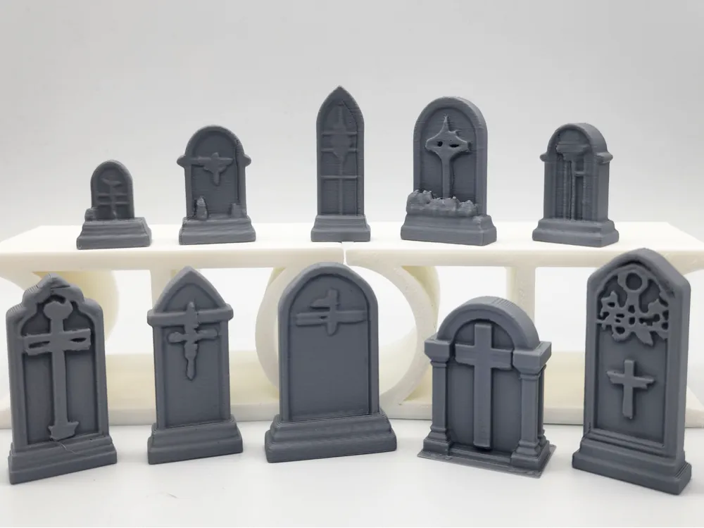 Miniature Tombstone Set (10 Pieces) - Free 3D Print Model - MakerWorld