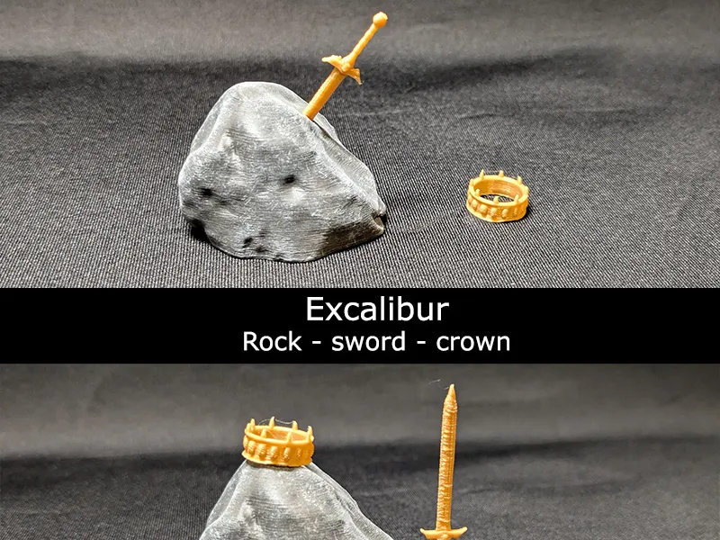Excalibur set: rock, crown and sword - DND scenery by Together 3D ...
