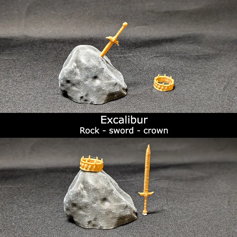 Excalibur set: rock, crown and sword - DND scenery by Together 3D ...