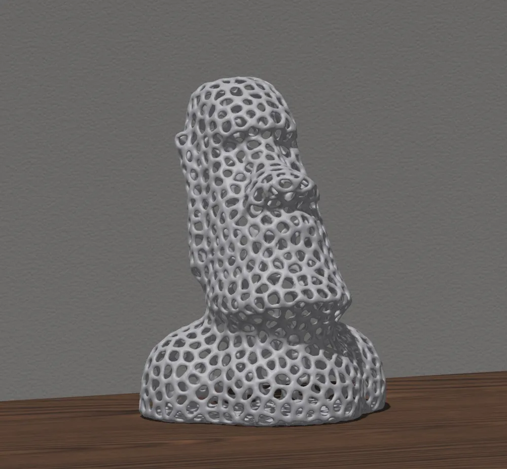 Voronoi Moai Statue Figure (No Support Required) by 3DMakerSpace MakerWorld: Download Free 3D Models