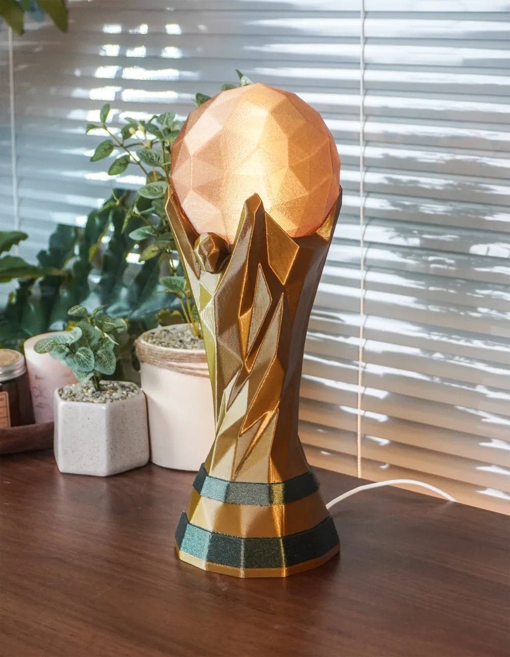 WorldCup Trophy Lamp – Low-Poly Football LED Decor - Free 3D Print ...