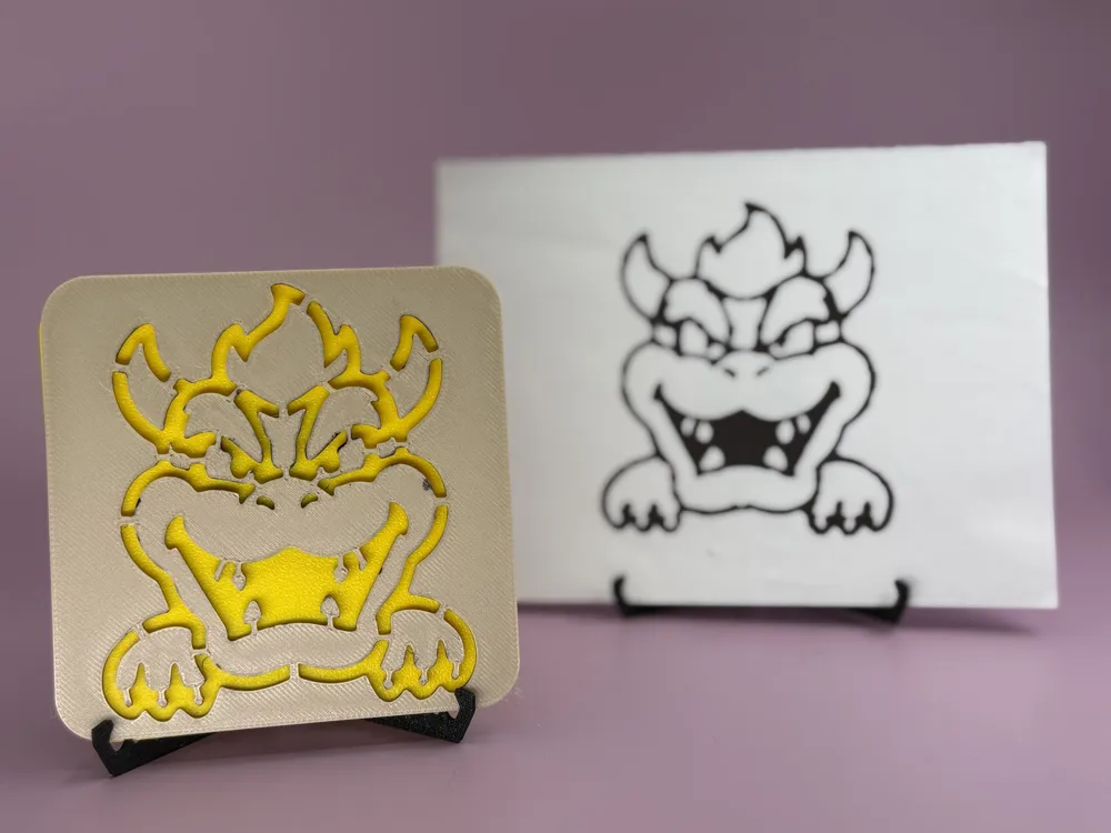 Bowser - drawing stencil for kids - Free 3D Print Model - MakerWorld