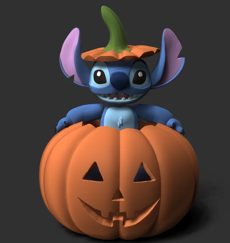 Stitch Halloween pumpkin with tealight by MiX&BitS - MakerWorld