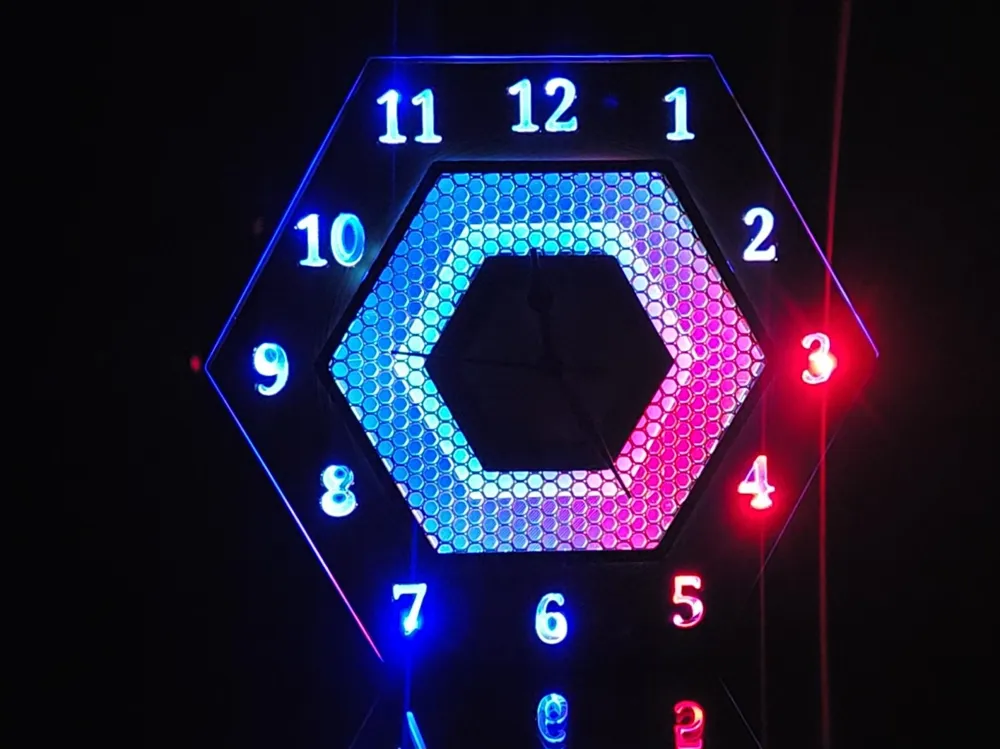 Hex Clock with LED Kit AKA "The Mullet of Clocks" by OminousFyxen3D - MakerWorld