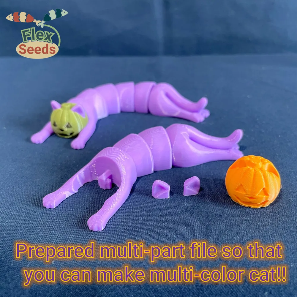 Flexi Pumpkin cat (Print-in-place) by 3D_Flexseeds (True of true)MakerWorld: Download Free 3D Models