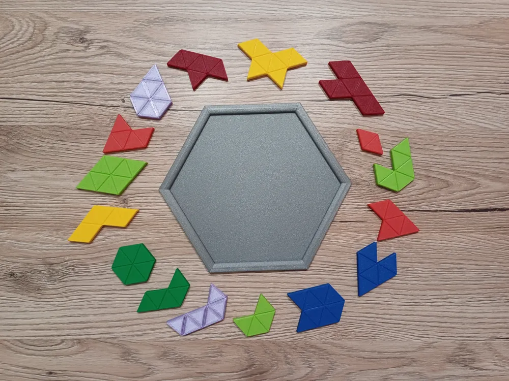 Hexagonal puzzle for kids - big tangram by Kiron 21 - MakerWorld