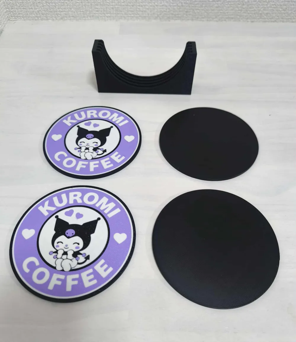 Kuromi Coffee Coaster Set with Stand by SS3dPrint MakerWorld: Download ...