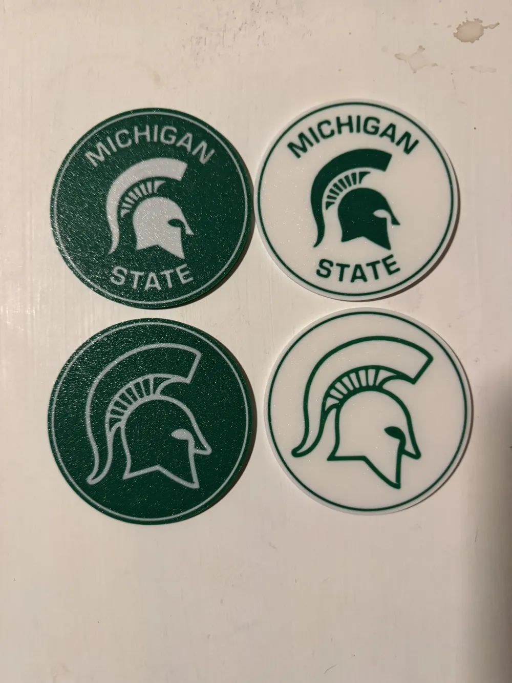 MSU Coasters - 4 Designs - Free 3D Print Model - MakerWorld