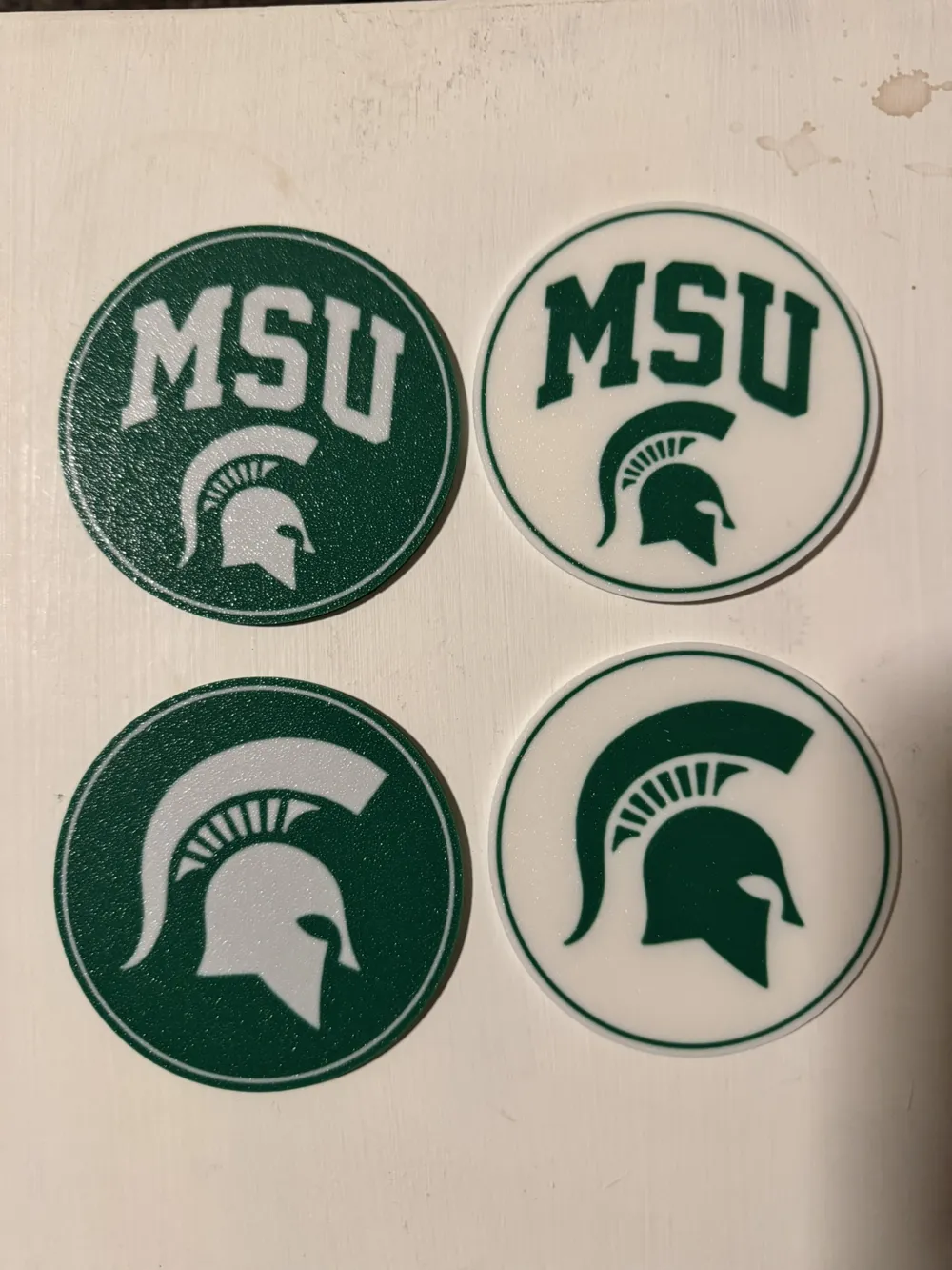 MSU Coasters - 4 Designs - Free 3D Print Model - MakerWorld