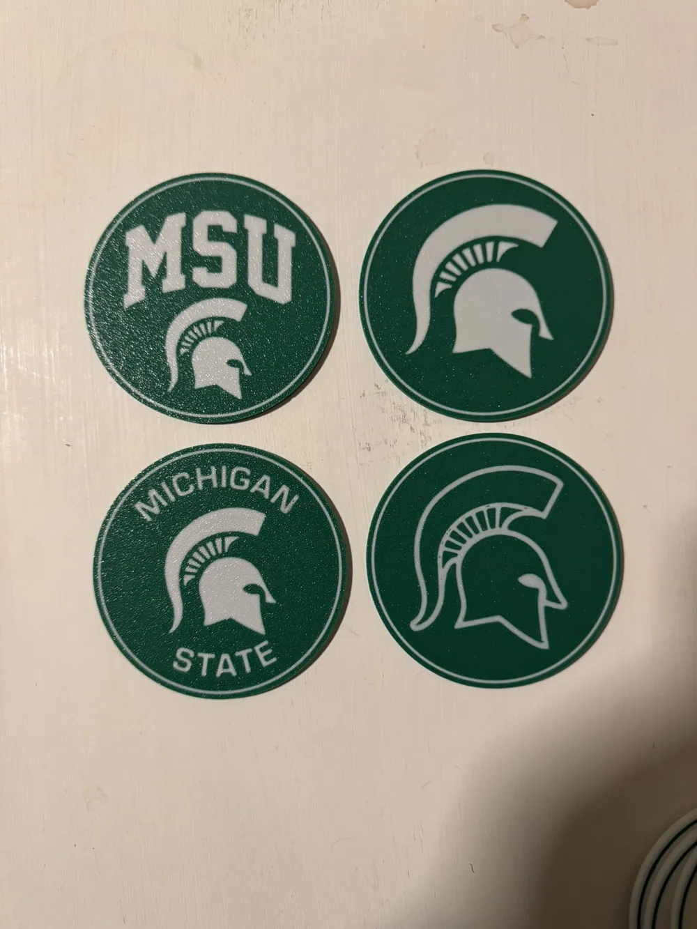 MSU Coasters - 4 Designs - Free 3D Print Model - MakerWorld