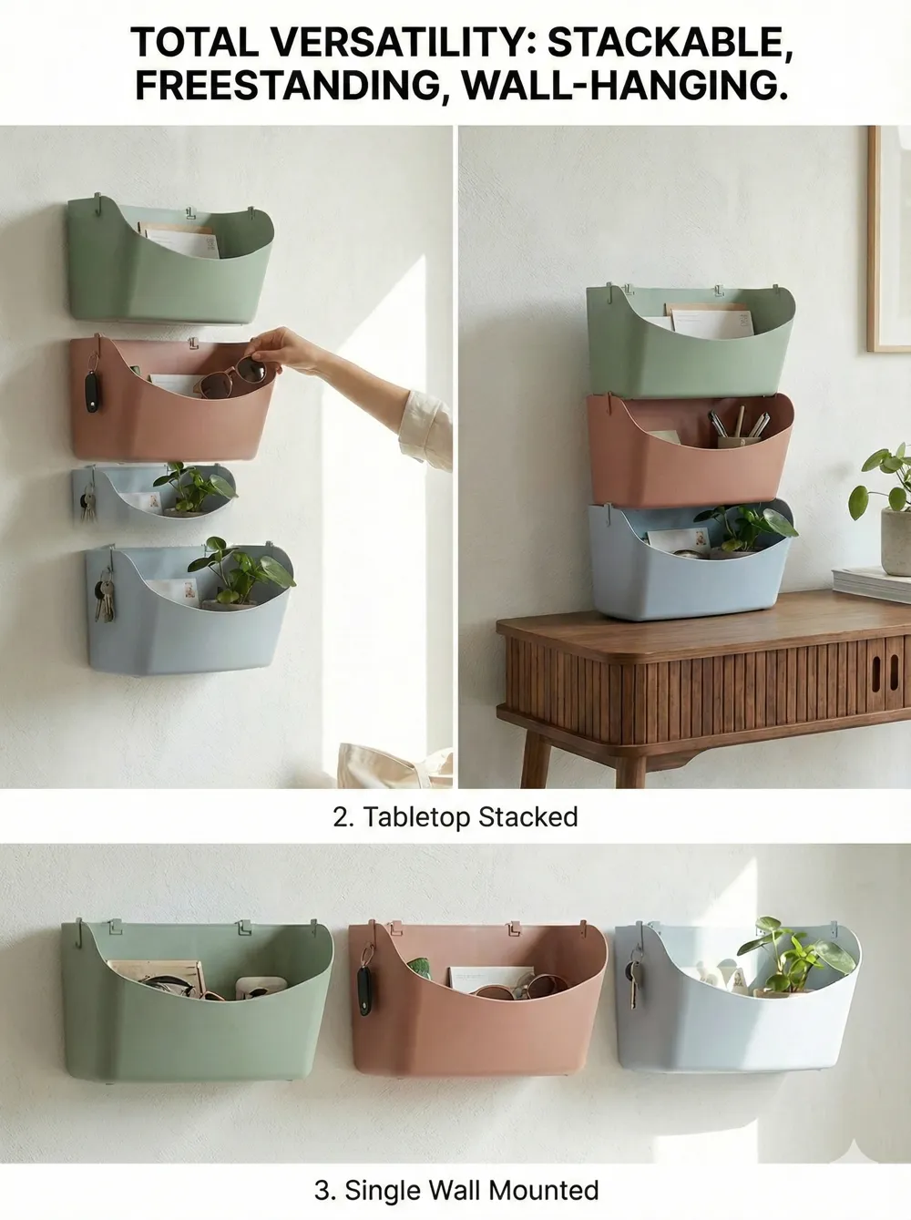 Modular Curve Bins Stackable Wall & Desk System - Free 3D Print Model ...