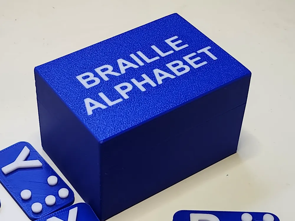 Braille Alphabet letter tiles with box Remixed by kevdmi - MakerWorld