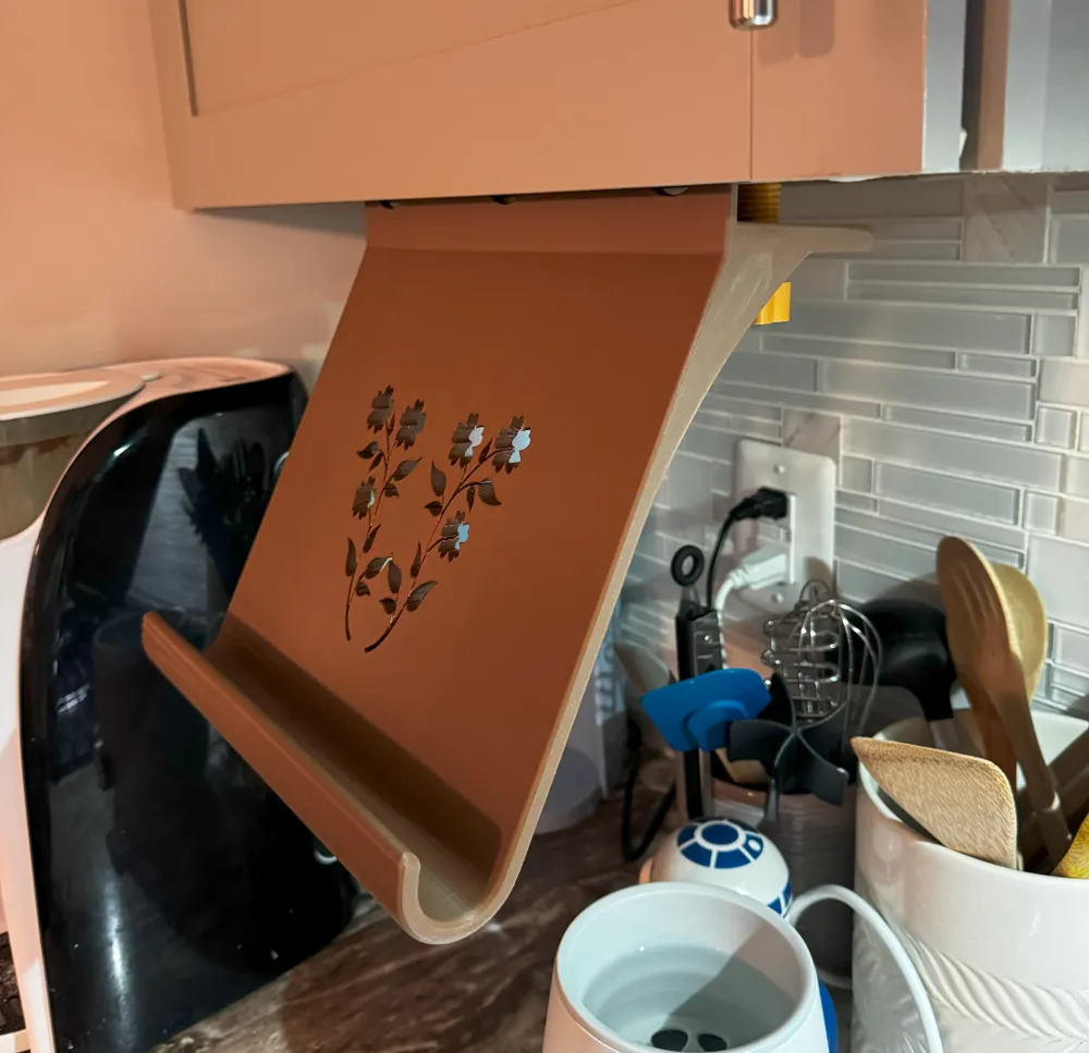 iPad Holder Kitchen Cabinet (Recipe Book Holder) by bj1sjr - MakerWorld